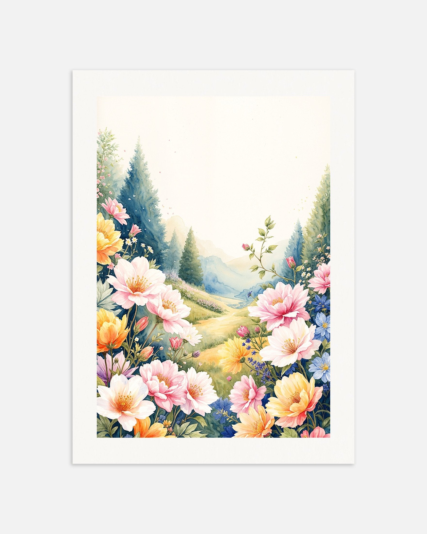 Watercolor flowers birthday - Poster, wall art