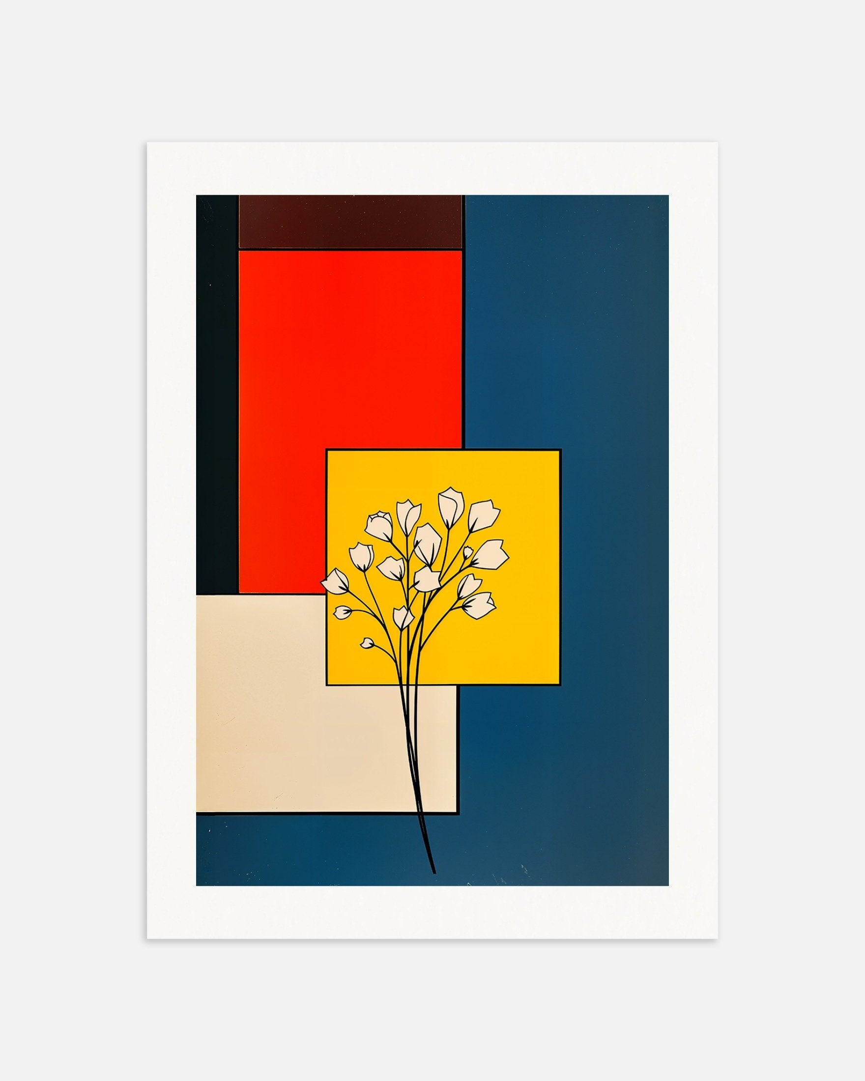 De Stijl poster, white tulips - Wall Art Print | Posterscape