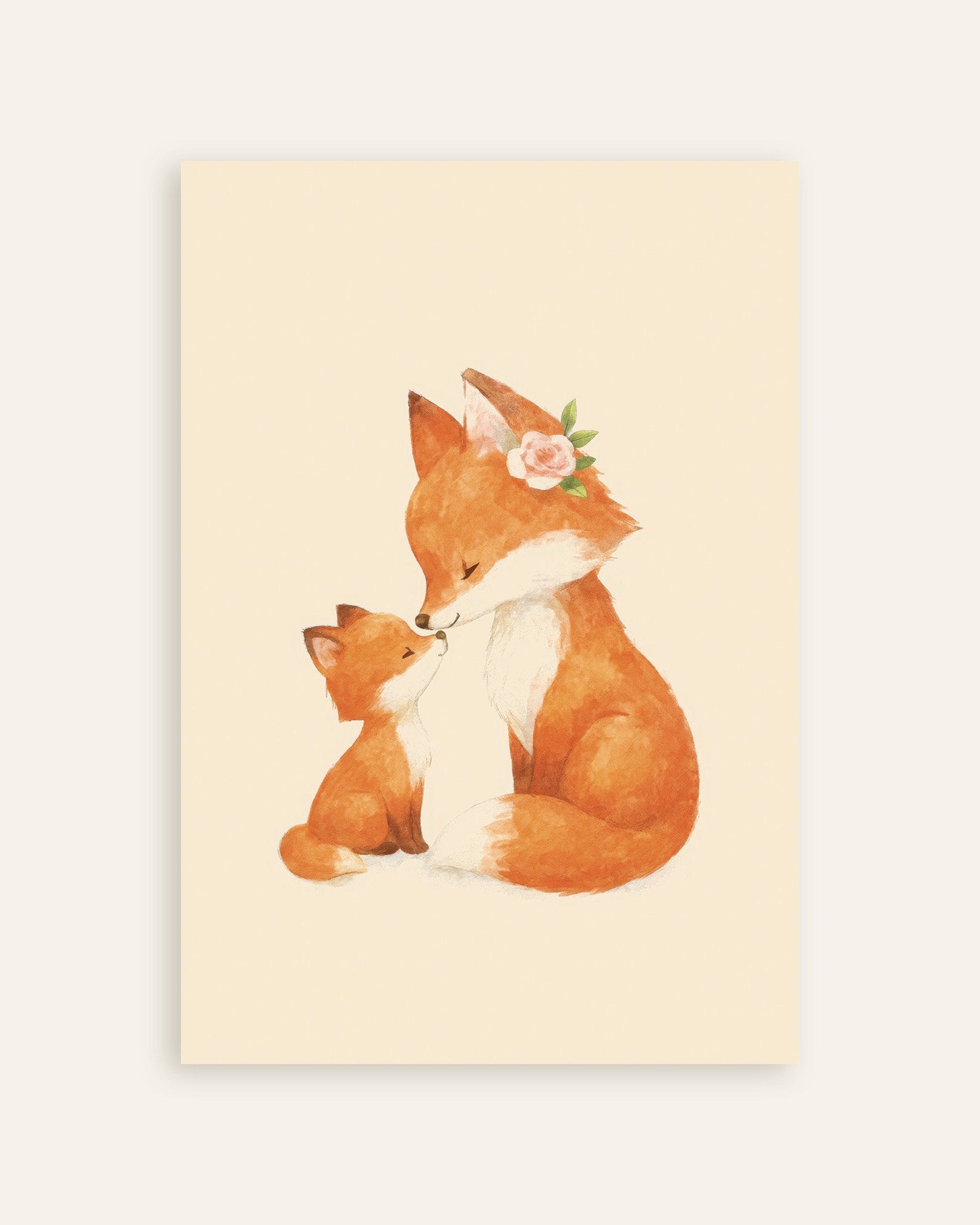 Mother and baby fox poster | Posterscape