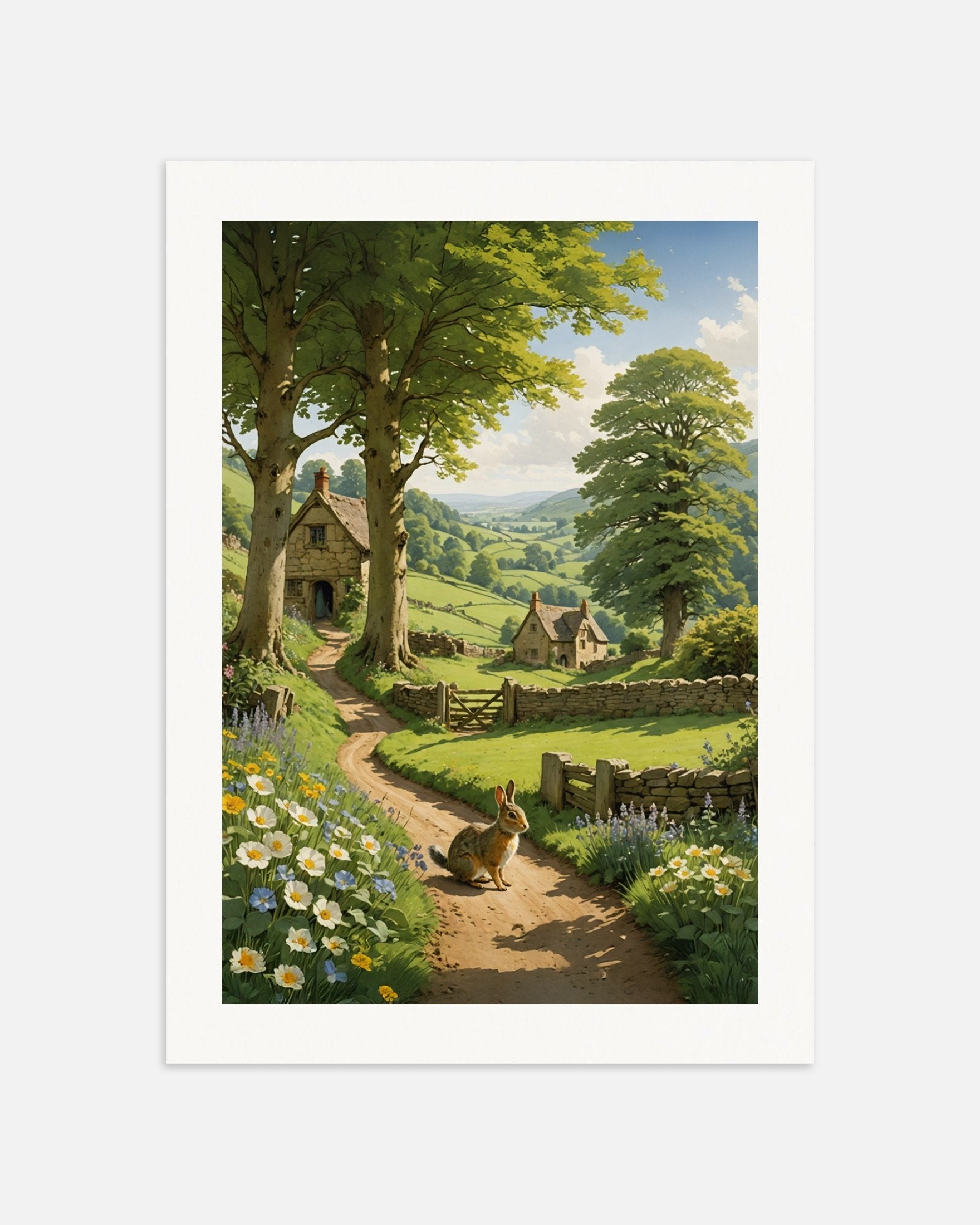 Rabbit poster, English countryside | Wall art