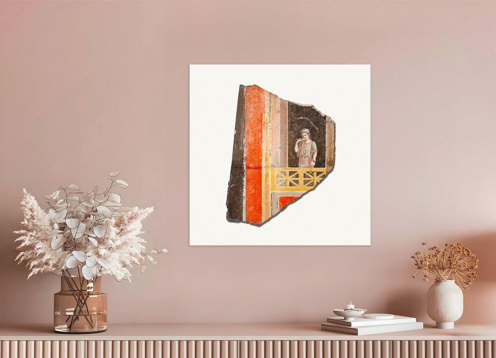 Roman Fresco Woman Balcony - Pompeii Wall Art Print - Posterscape