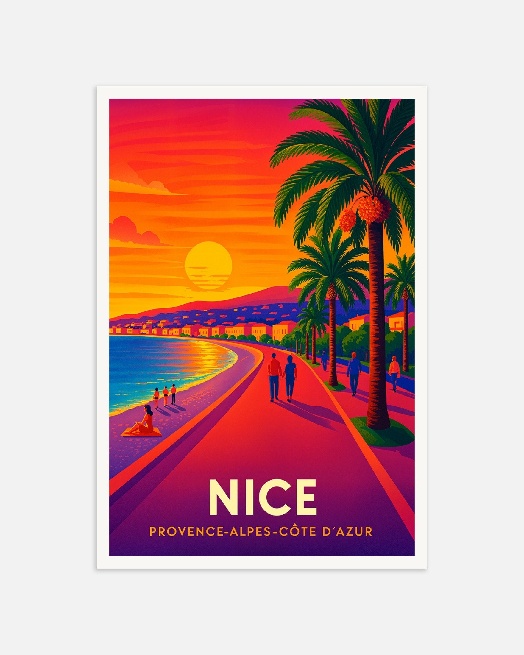 Sunset Walk in Nice, France – Promenade des Anglais Poster | Posterscape