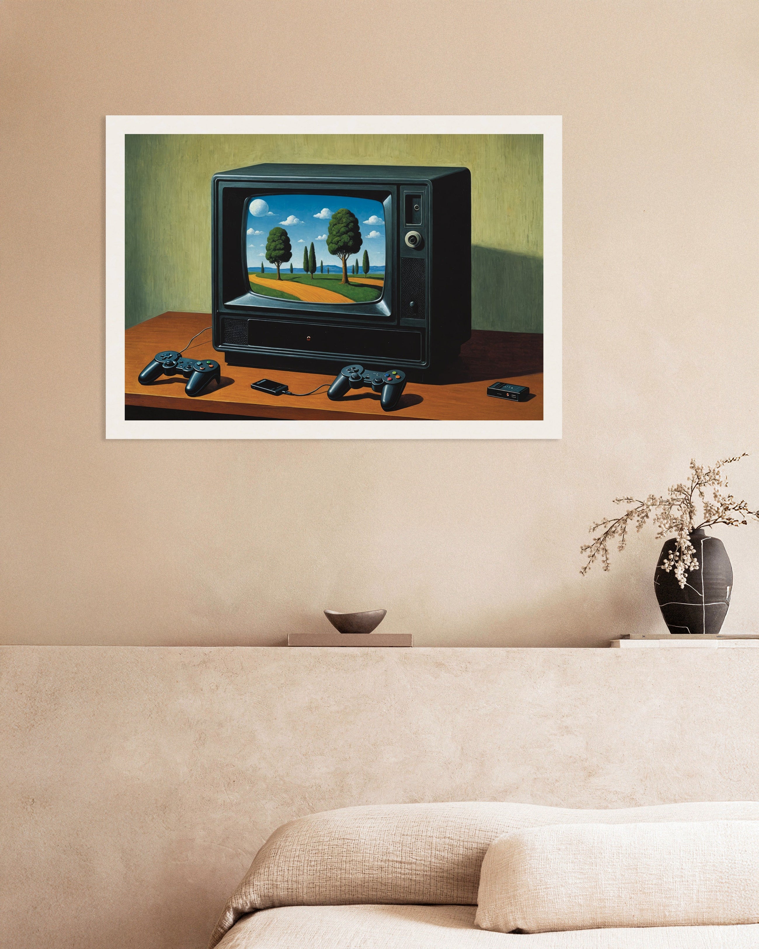 Surreal gaming TV art poster | Posterscape