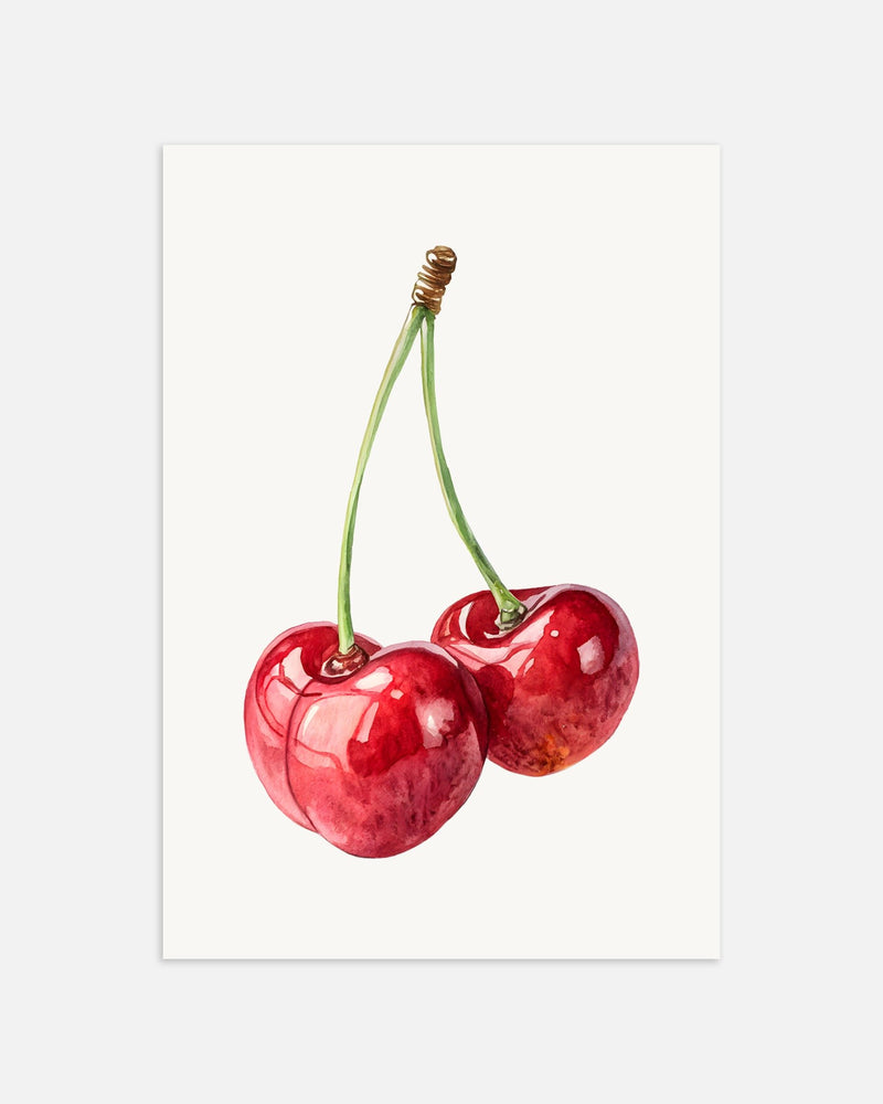 Watercolor Cherry Art Print – Fruit Wall Decor Poster | Posterscape